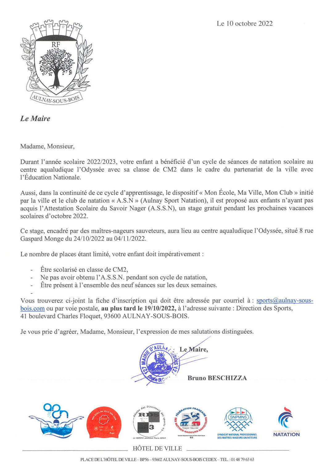 Un stage gratuit de natation pour les CM2 n'ayant pas l'attestation ...