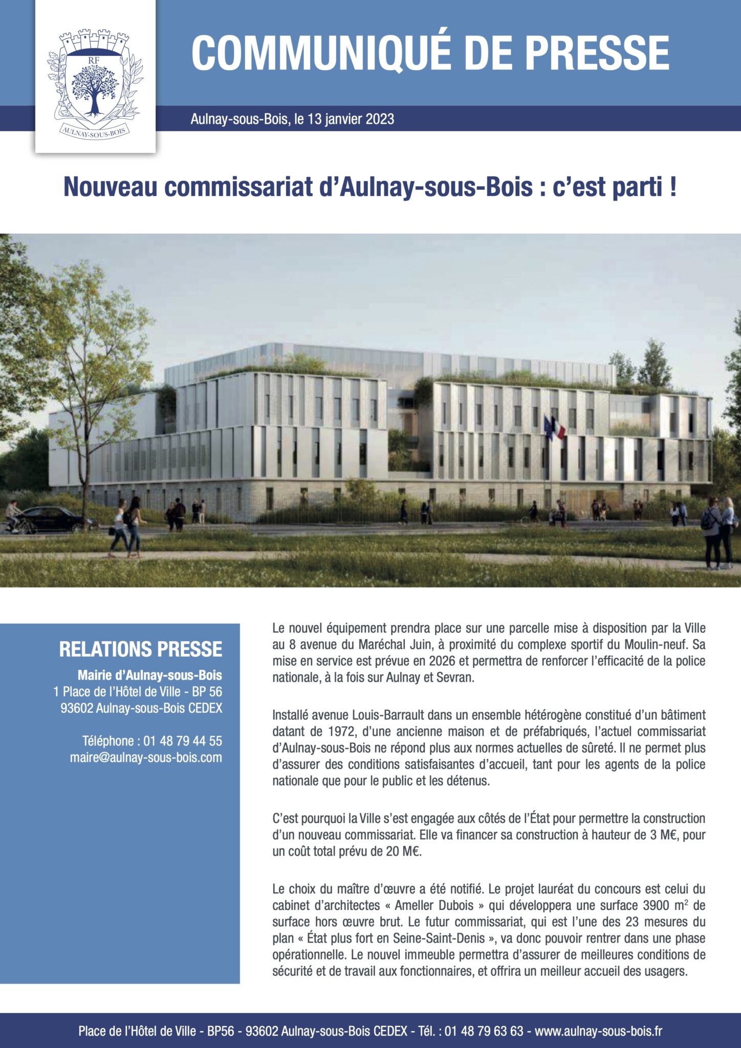 Le nouveau commissariat en 2026 — MonAulnay.com % - MonAulnay.com